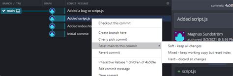Using git reset in GitKraken Magnus Sundström