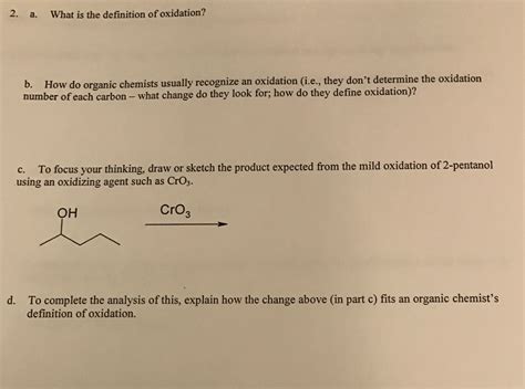 Solved What Is The Definition Of Oxidation How Do Organic Chegg