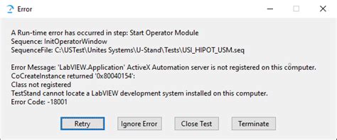 Teststand User Interface Pops Up Runtime Error When Running Sequence File Ni