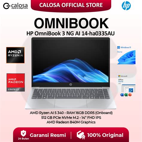 Jual Hp Omnibook 3 Ng Next Gen Ai 14 Ha0335au Ryzen Ai 5 340 16gb 512