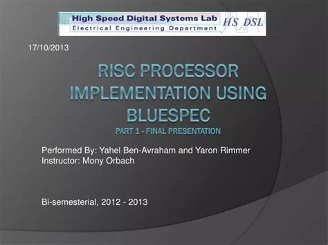 ppt risc processor implementation using bluespec part 1 final