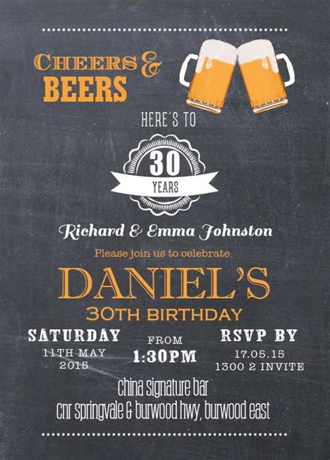 Grown Ups Birthday Invitations Cheers And Beers Party