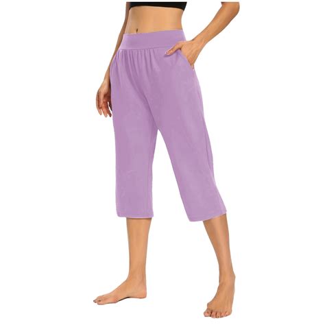 Sriper Cotton Linen Pull On Capris For Women Casual Summer Owordtank