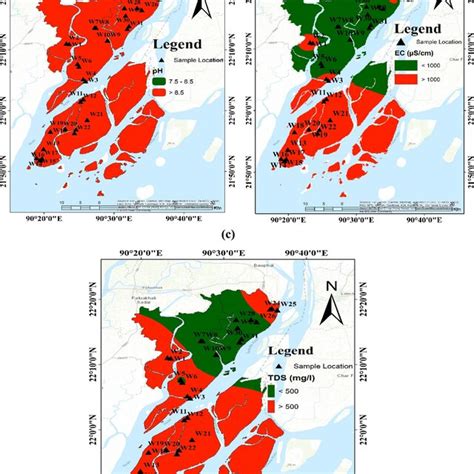 Spatial Variation Map Of A Ph B Ec And C Tds Download
