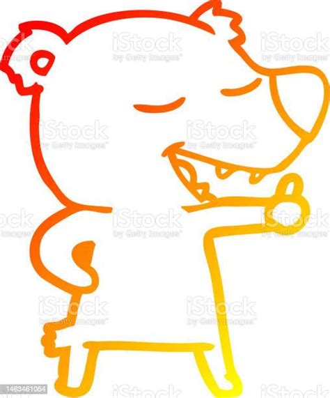Dessin Au Trait Dégradé Chaud Dun Ours De Dessin Animé Vecteurs Libres