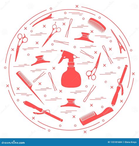 Vector Illustration Elements Arranged In A Circle Curling Iron
