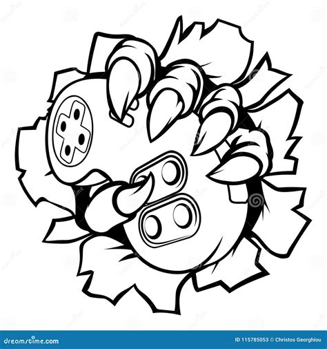 Monster Gamer Claws Holding Games Controller Cartoon Vector