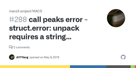 Call Peaks Error Structerror Unpack Requires A String Argument Of Length 4 · Issue 288