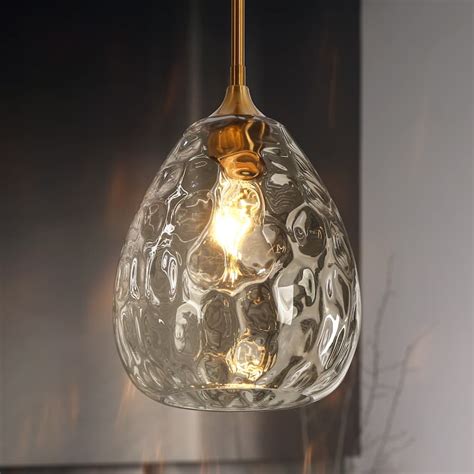 Modern Gold 1 Light Hand Blown Teardrop Glass Pendant Light For Kitchen