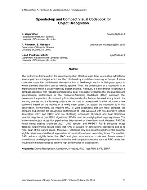 Pdf Speeded Up And Compact Visual Codebook For Object Recognition