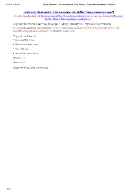 Solution Digital Electronics Karnaugh Map K Map Binary To Grey