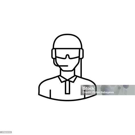 아바타 군인 개요 아이콘 웹 로고 모바일 앱 Ui Ux에 표시 및 기호를 사용할 수 있습니다 가공의 인물에 대한 스톡 벡터 아트