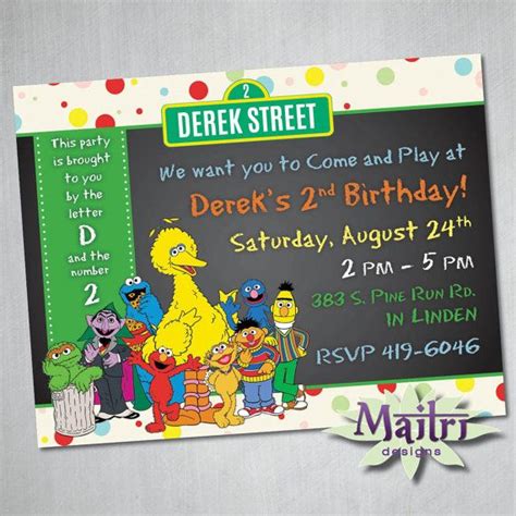 The Sesame Street Birthday Party Is Set Up On A Chalkboard With Polka