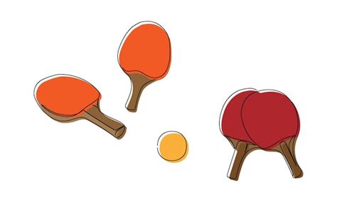 Premium Vector Ping Pong Rackets And Ball Colored One Line Art