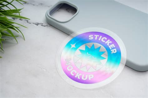 Premium Psd Holographic Sticker Design Mockup