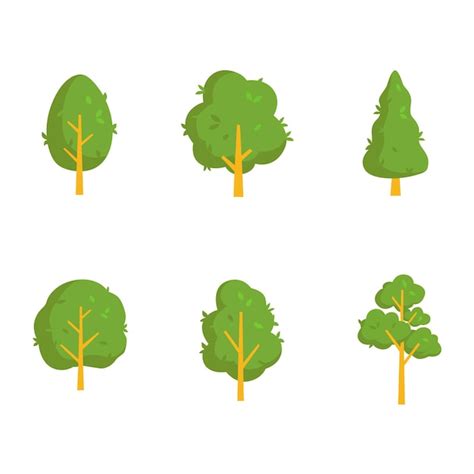 Premium Vector Green Tree Shape Icon Set Design