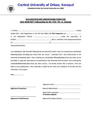 Undertaking Form Fill And Sign Printable Template Online