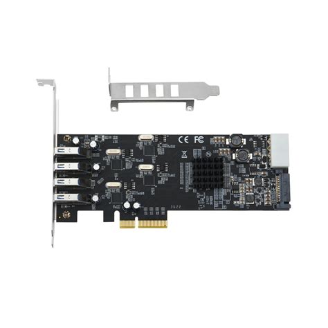 Карта расширения PCIe 4 порта USB3.0 20G PCI-E на 4 канала Riser Card ...