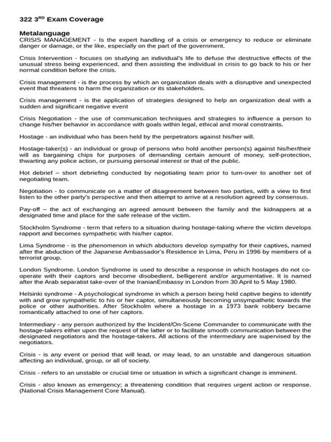 322 3rd Exam Coverage Pdf Hezbollah Crisis Management