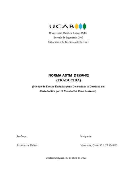 Norma Astm D1556 82 Traducida Cesar Viamonte Pdf Densidad