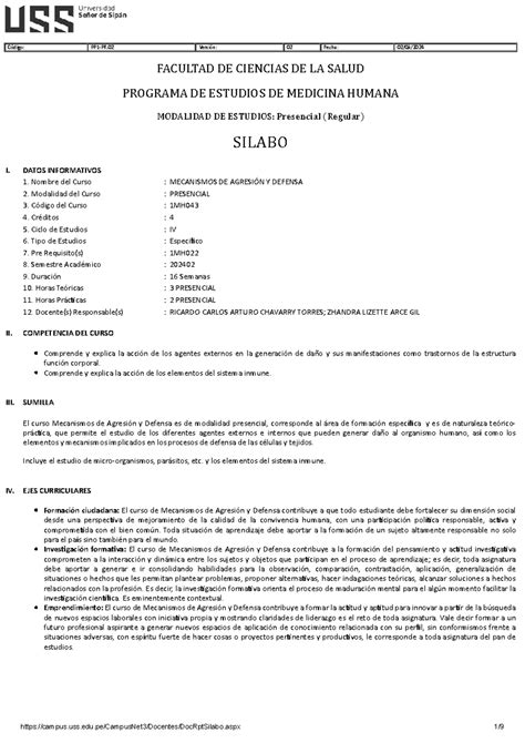 Sílabo 2024 Silabo De Mecanismos Código Pp1 Pr Versión 02 Fecha