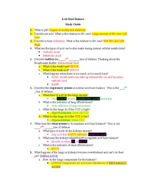 Acid Base Balance Study Guide Acid Base Balance Study Guide What Is