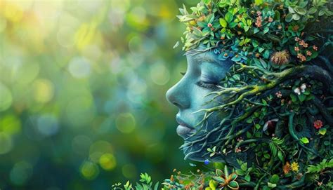 Premium Photo A Womans Face Is Made Of Plants And Leaves With Her Hands Covering Her Face By