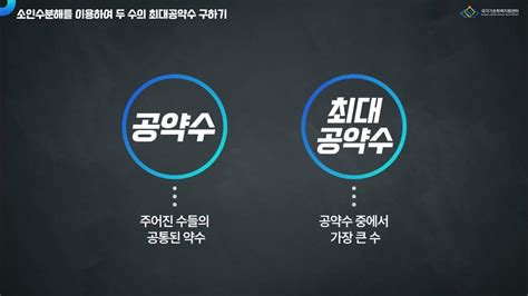 소인수분해를 이용하여 두 수의 최대공약수 구하기 youtube