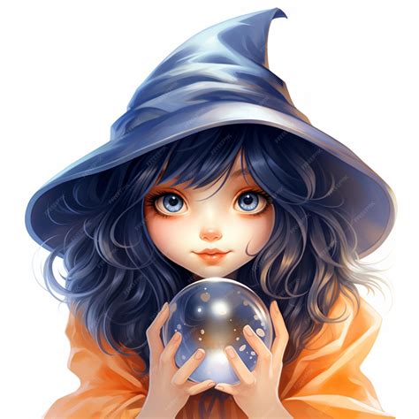 Premium Photo Anime Girl With A Witch Hat Holding A Crystal Ball