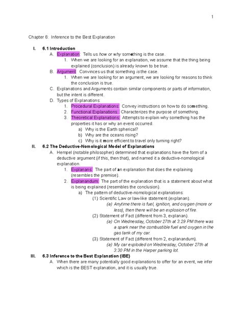 Phi 101 Chapter 6 Inference To Best Explainations 1 Chapter 6
