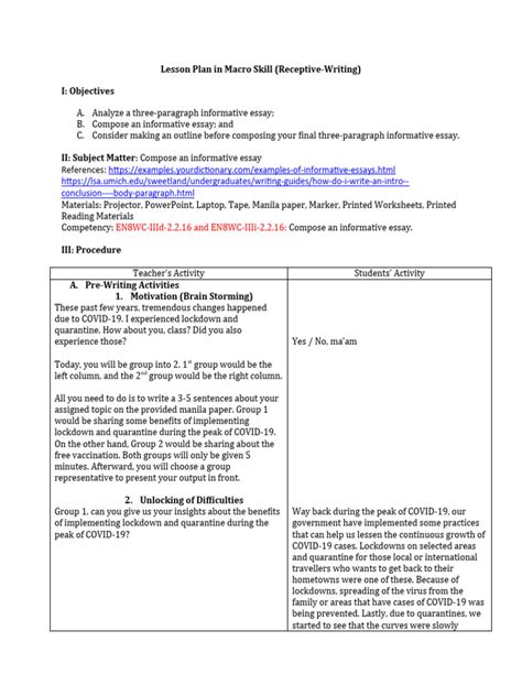 Lp In Macro Skills Productive Writing Pdf Argument Essays