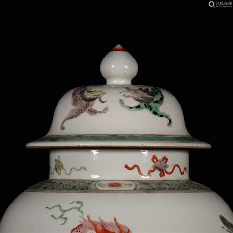 清康熙年间五彩上古五大神兽图将军罐－【deal Price Picture】