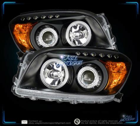 Buy 2006 2008 Toyota Rav4 Dual CCFL Halo Projector Black Headlights