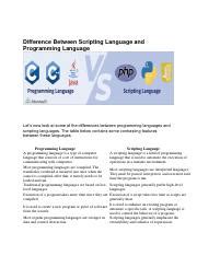Difference Between Scripting Language And Programming Language Pdf