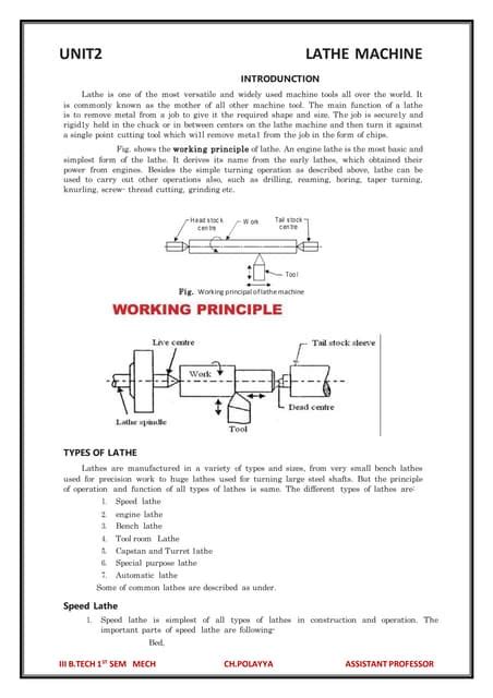 Lathe Machine Notes By Polayya Chintada Docx Lathe Machine Notes By Polayya Chintada Docx