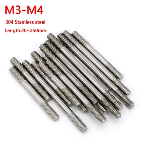 Double End Thread Rod M3 M4 304 A2 Stainless Steel Headless Stud Bolts Screw Rod Tooth Stick
