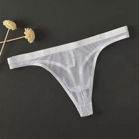 Cuecas Respiráveis See Through Men Lingerie Com Fio Dental Parcelamento Sem Juros