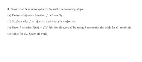 solved 3 show that g is isomorphic to s3 with the following