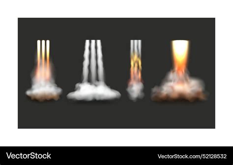 Rocket Launch Fire Flame And Smoke From Space Vector Image