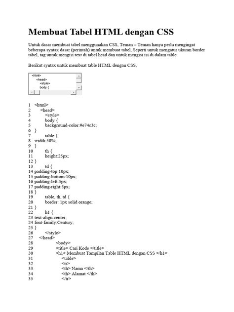Membuat Tabel Html Dengan Css Pdf
