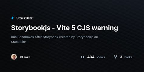 Storybookjs Vite Cjs Warning Stackblitz