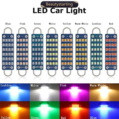 Beautystarting 1 PC 44 มม ไฟรถยนต 24SMD Canbus W5W หลอดไฟ LED 12V