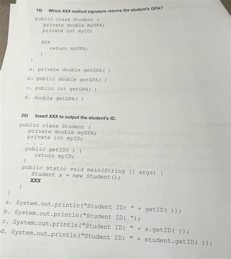 Solved 19 Which X×x Method Signature Returns The Students