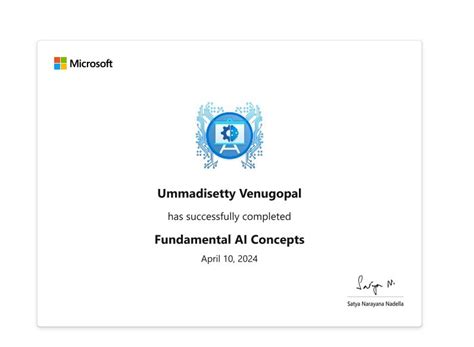 Completed Ai Fundamentals Course On Microsoft Platform Venugopal