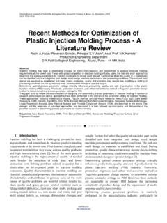 Recent Methods For Optimization Of Plastic Injection Recent Methods For Optimization Of