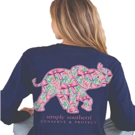 Simply Southern Womens Conserve And Protect Elephant Long Sleeve T