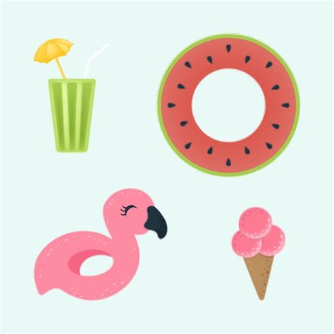Leuke Clipart Zomer Elementen Illustratie In Cartoon Stijl Schattige