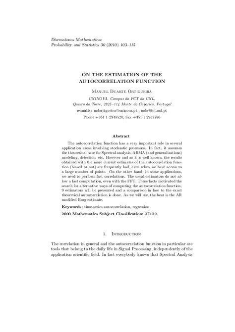 on the estimation of the autocorrelation function