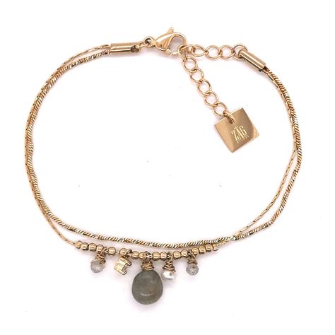 Bracelet Zag Bijoux acier doré labradorite Femme Bracelet souple MATY