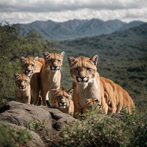 Premium Ai Image A View Of A Puma With Cubs In Their Natural Habitat